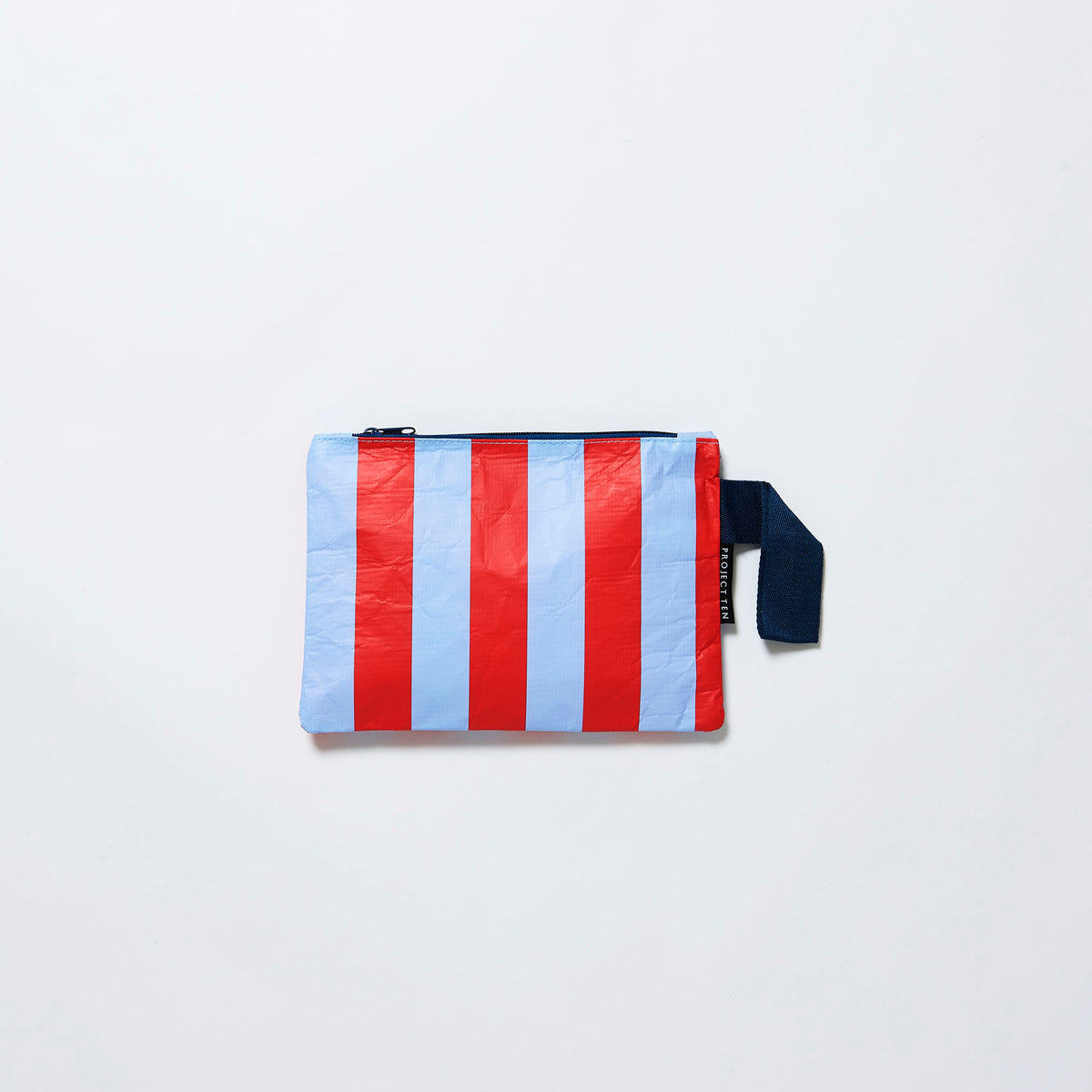 Mini Zip Pouch – Red Blue Stripe – Project Ten